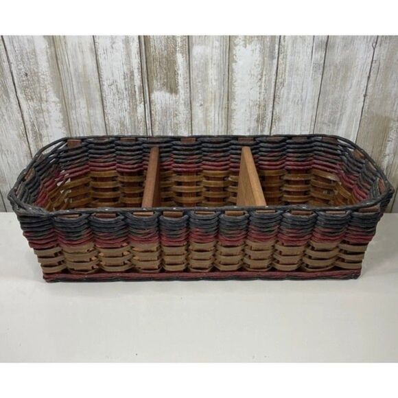 Other | Vintage Mixon Family Hand Crafted Woven Rectangle Basket Made ...